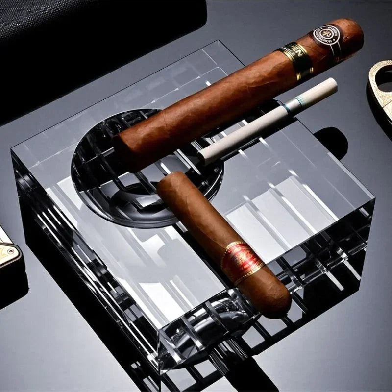 Cigar Ashtray — wood, crystal & metal | Atelier Atypique